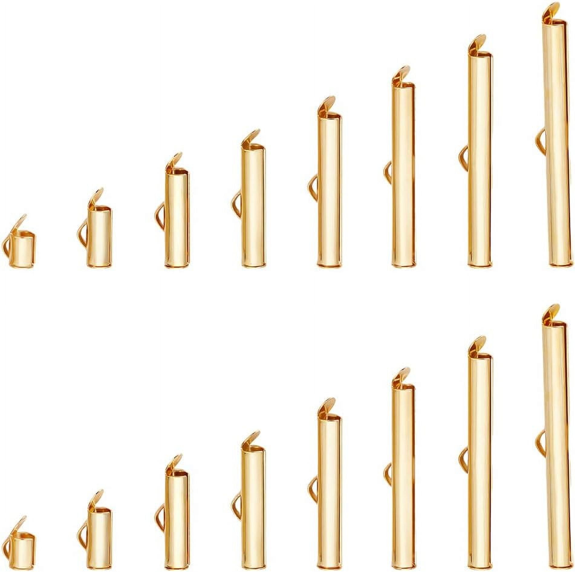 48Pcs 304 Stainless Steel Slide On End Clasp Tubes Slider End Caps ...