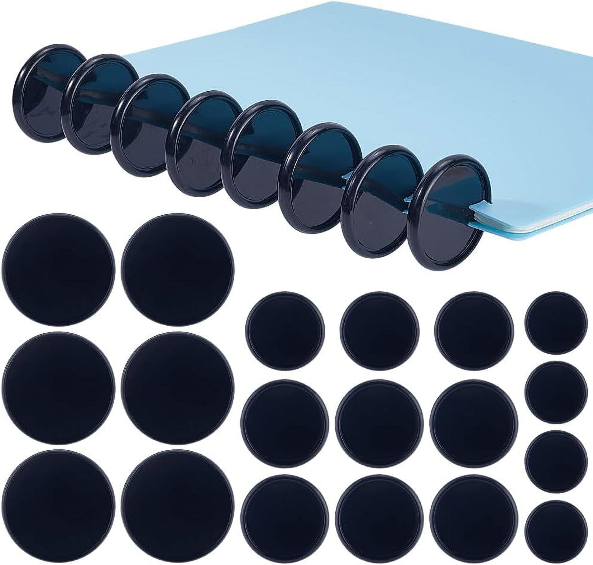 48Pcs 4 Size Book Binding Discs 0.94-2in Black Plastic Round ...