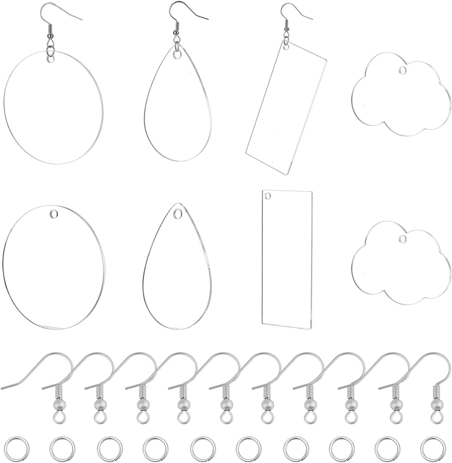 48Pcs 4 Style DIY Earrings Making Kit Unfinished Acrylic Earring ...