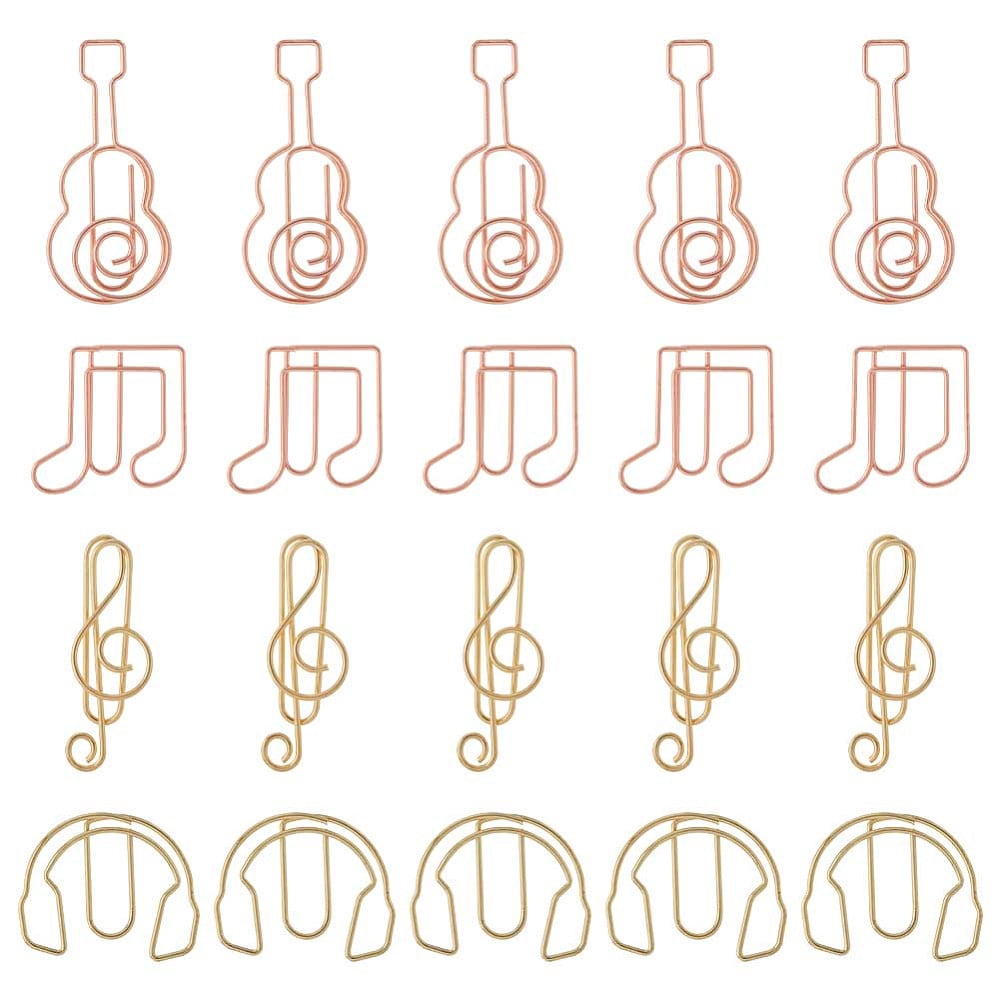 48Pcs 4 Styles Guitar Paper Clips Holder Funny Music Note Bookmark ...