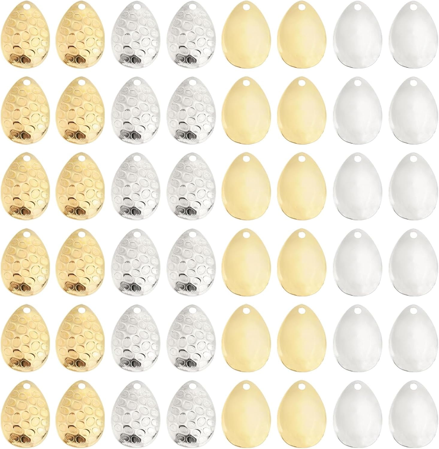 48Pcs 4 Styles Iron Fishing Lures Fishing Attractor Spinner Blades for ...