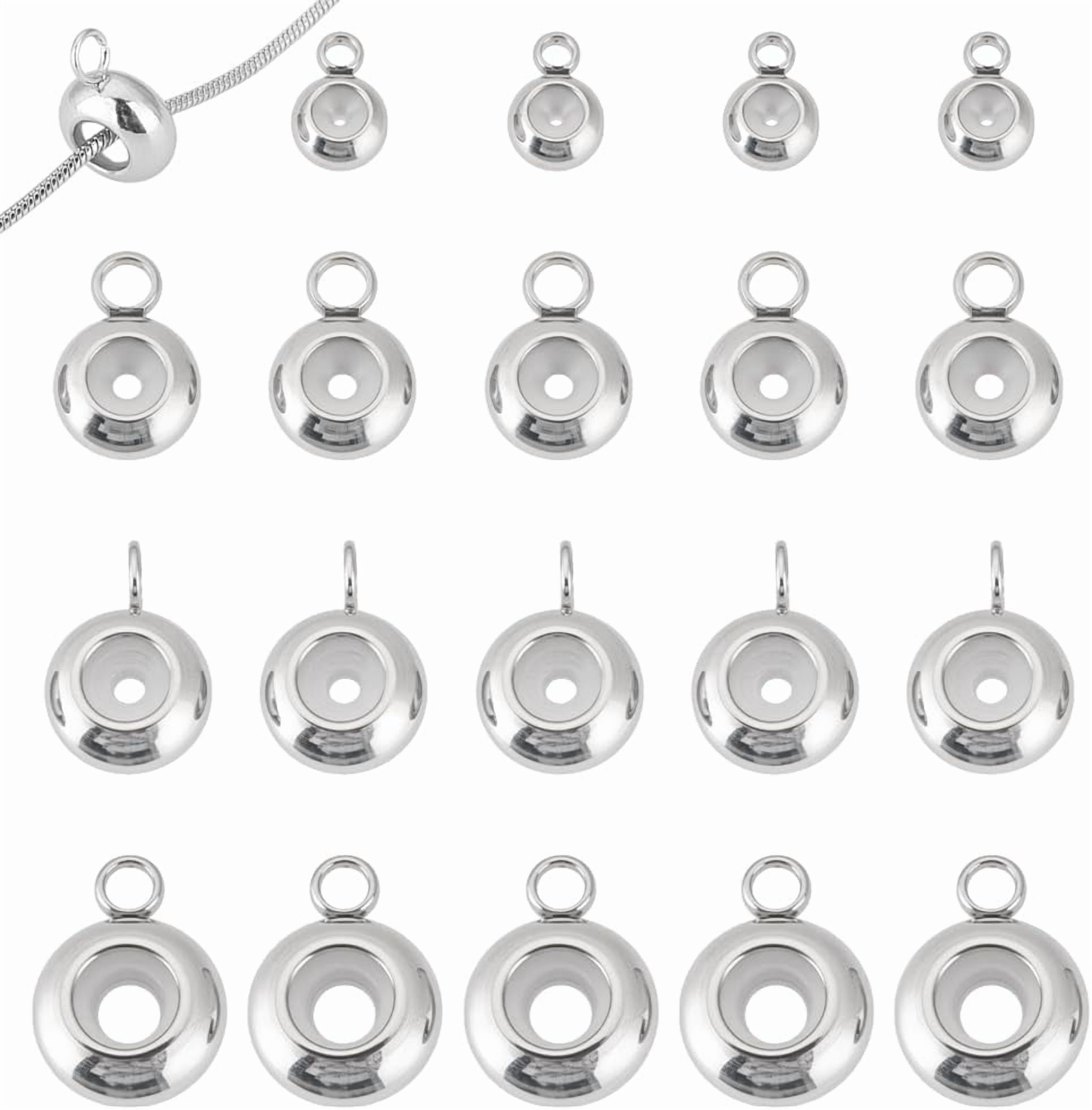 48Pcs 4 Styles Stainless Steel Tube Bails Flat Round Metal Tube Bails ...