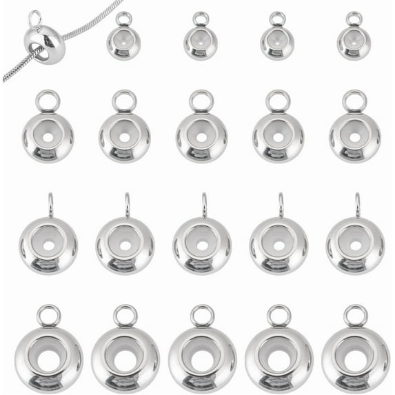 48Pcs 4 Styles Stainless Steel Tube Bails Flat Round Metal Tube Bails ...