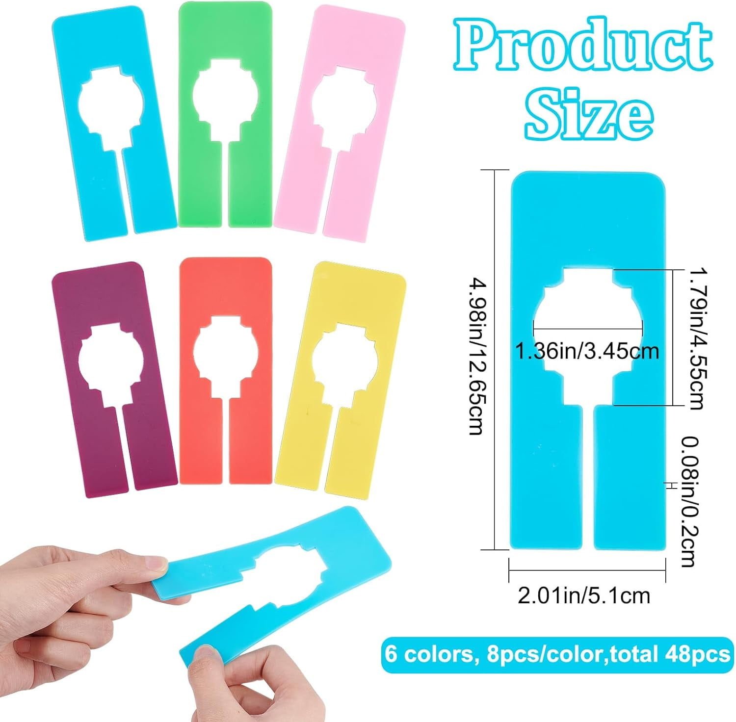 48Pcs 6 Colors Closet Rack Dividers Plastic Rectangular Clothing Hanger ...