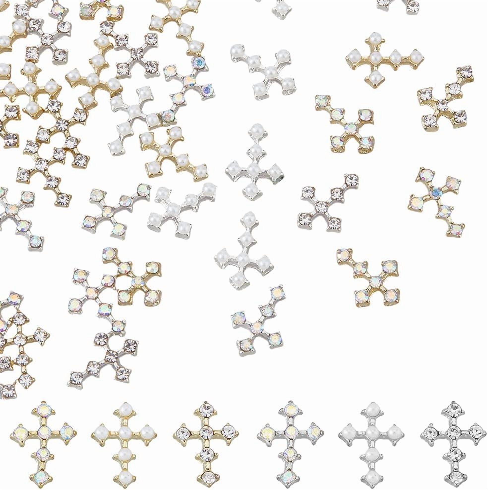 48Pcs 6 Colors Zinc Alloy Rhinestone Cabochons with Plastic Imitation ...