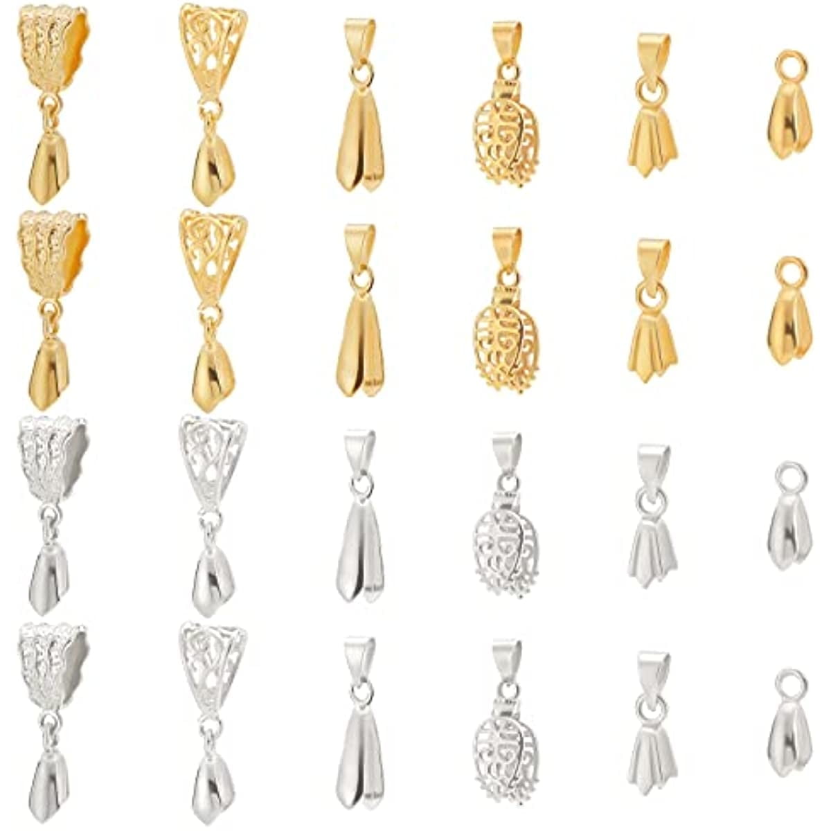 48Pcs 6 Style Brass Pendant Pinch Bails Ice Pick Pinch Bail Bead ...