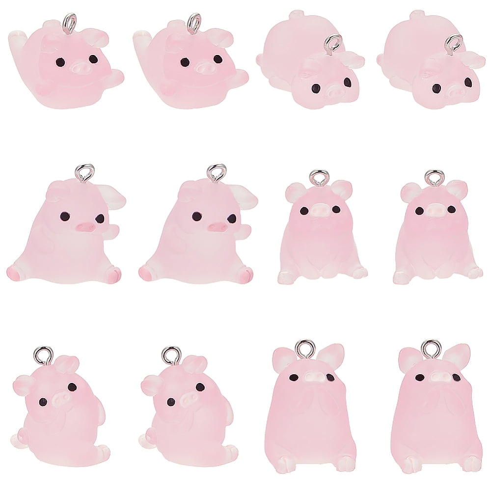 48Pcs 6 Styles Luminous Translucent Resin Pendants with Platinum Tone ...