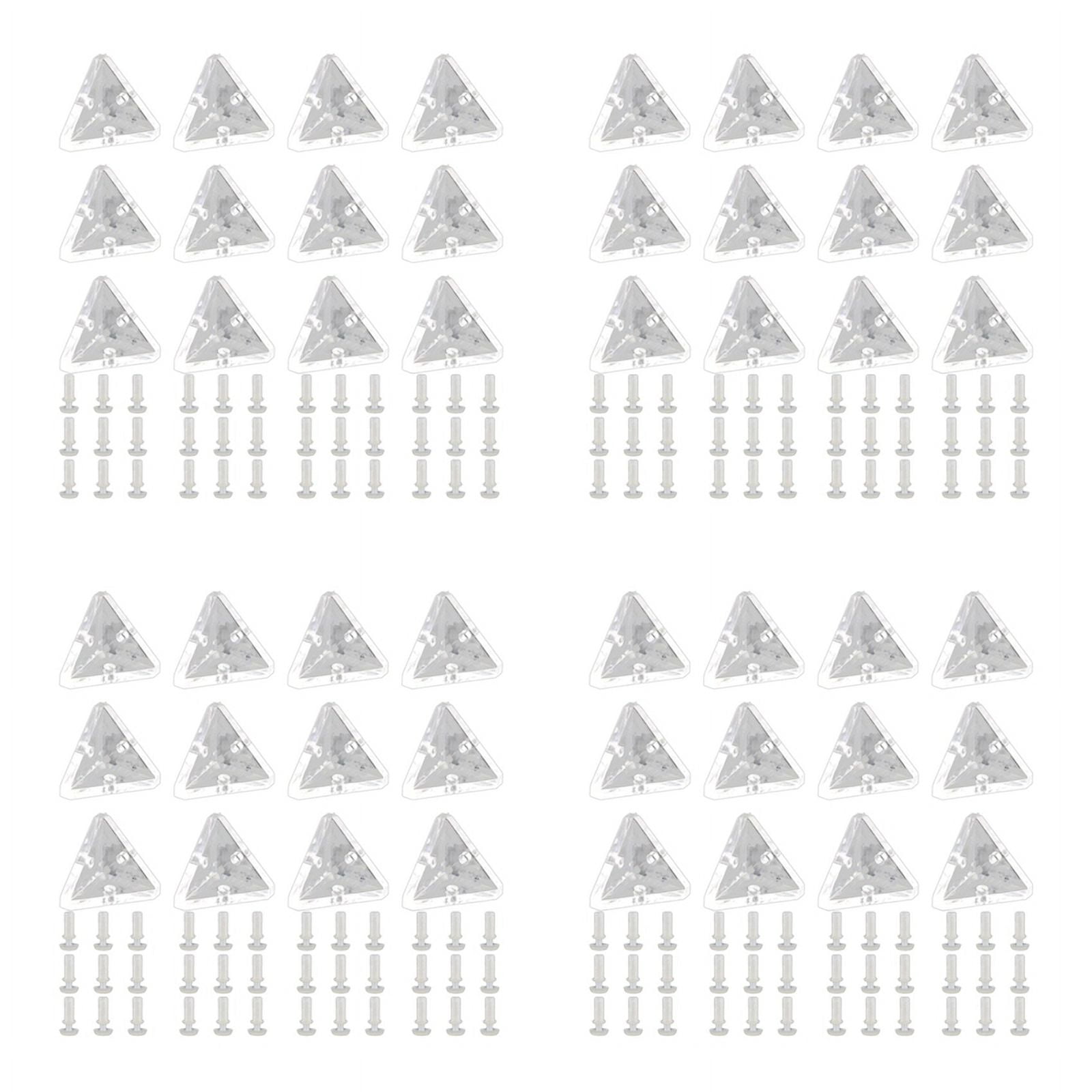 48Pcs Acrylic Corner Brackets with Semitransparent Screws Clear 3-Hole ...
