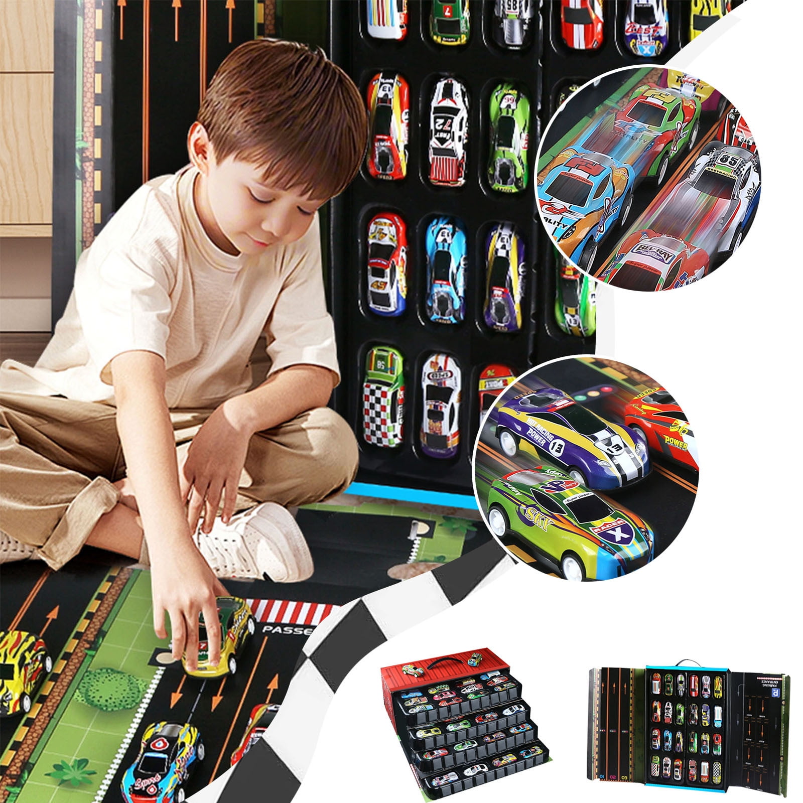 48Pcs Alloy Racing Car Toys,Push and Go Pull Back Race Car Toy Set ...