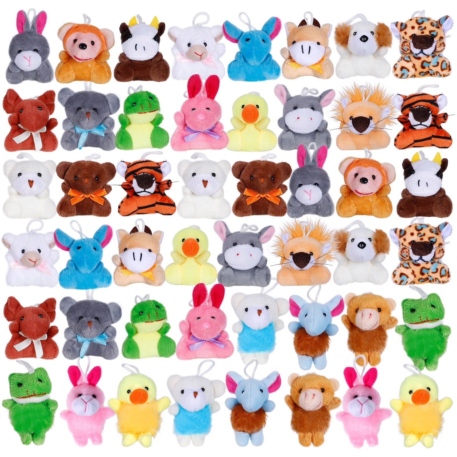 48Pcs Assorted Mini Plush Animal Keychains Set - Soft Cute Stuffed Toys ...