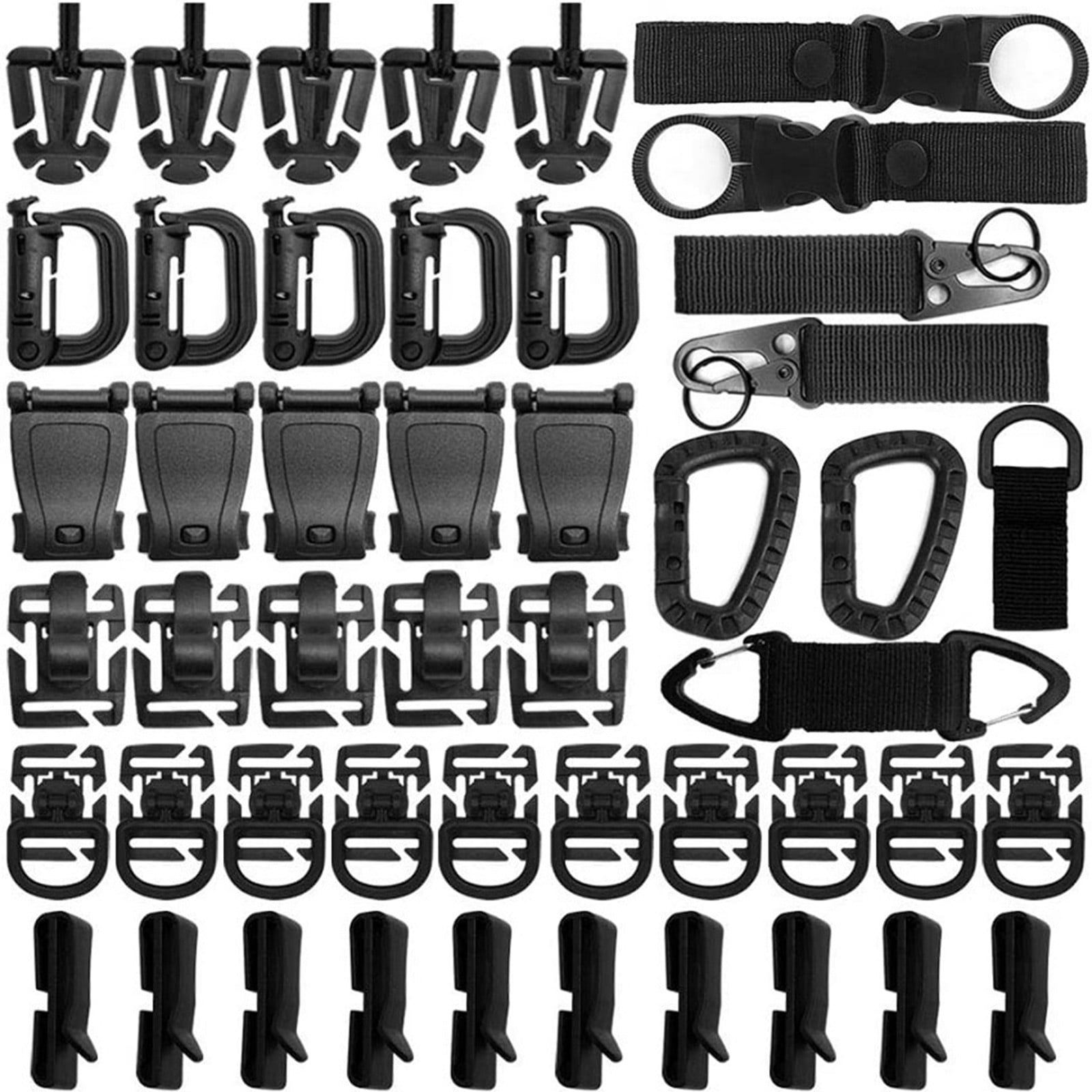 48Pcs Backpack Molle Accessories Kit Attachment Clips Kit D-Rings ...
