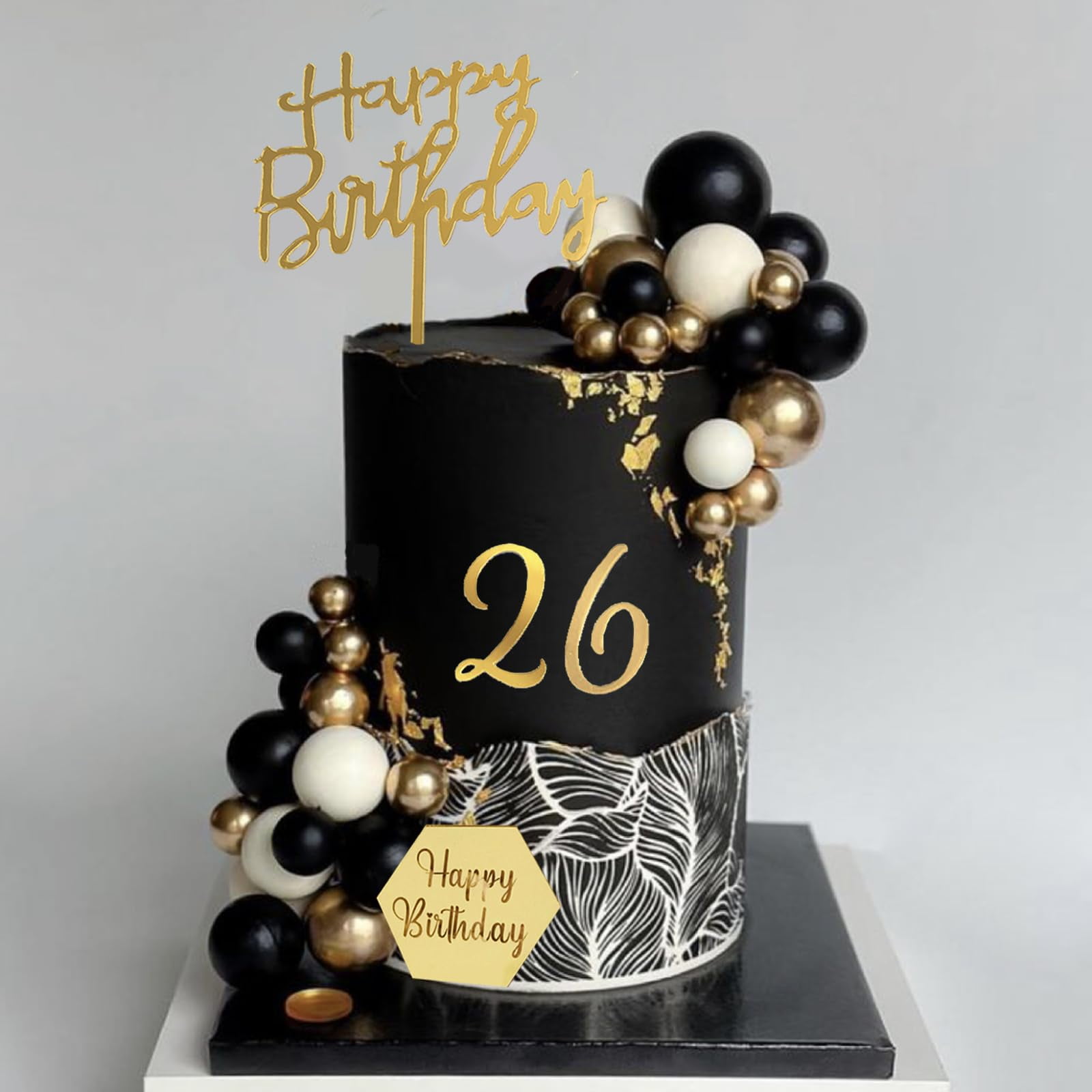48Pcs Balls Cake Toppers Man Cake Decorations KMC2with Gold White Balls ...
