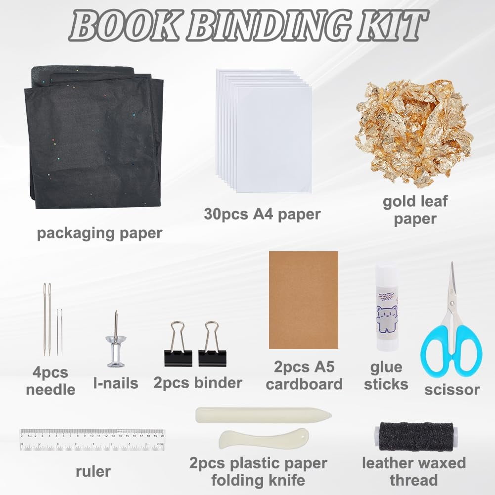 48Pcs Bookbinding Kit for Beginners Gold Leaf Small Journal Gold Foil ...