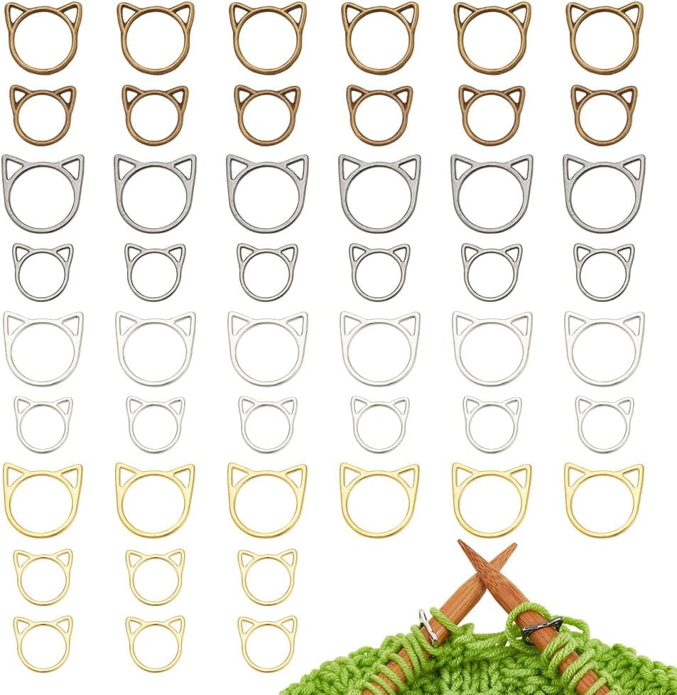 48Pcs Cat's Head Stitch Marker Rings Alloy Loop Stitch Marker Knitting ...