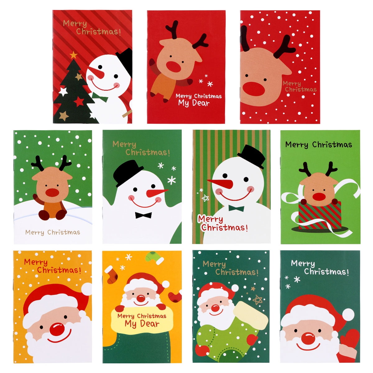 48Pcs Christmas Notebooks, 12x8. 5cm Christmas Themed Pocket Memo Pads ...