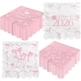 48Pcs Class of 2026 Graduation Napkins, Pink Bow Disposable Congrats ...