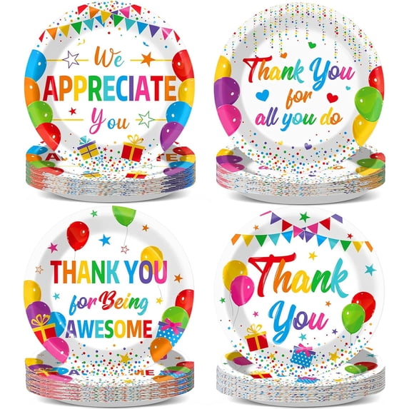 48Pcs Colorful We Appreciate You Paper Plates Thank You Party Supplies ...
