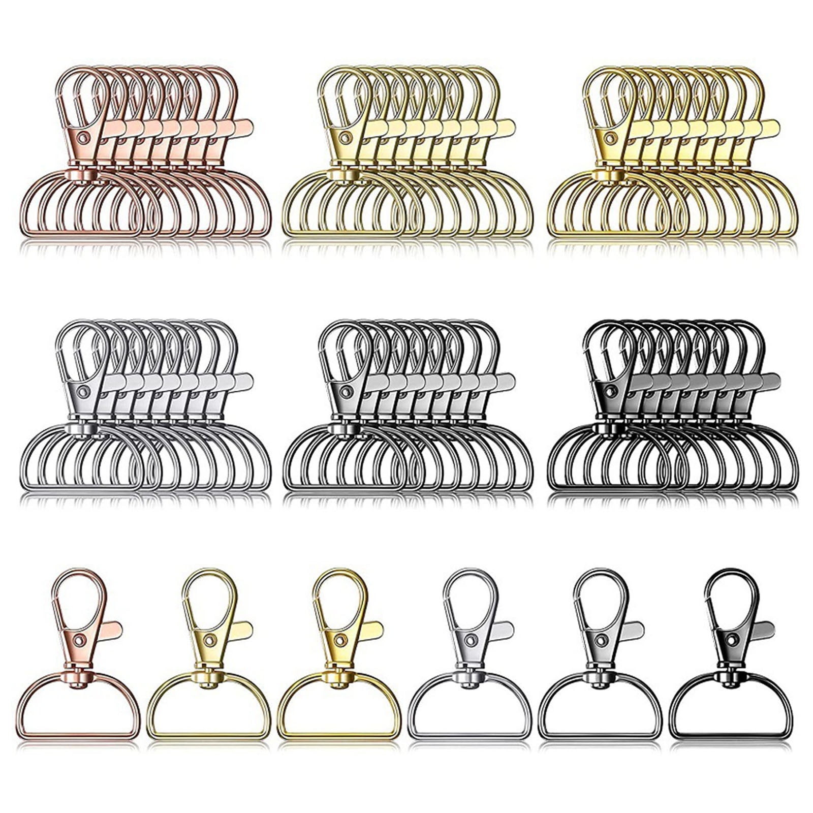 48Pcs D Ring Swivel Lobster Claw Clasp Push Gate Snap Hooks Trigger ...