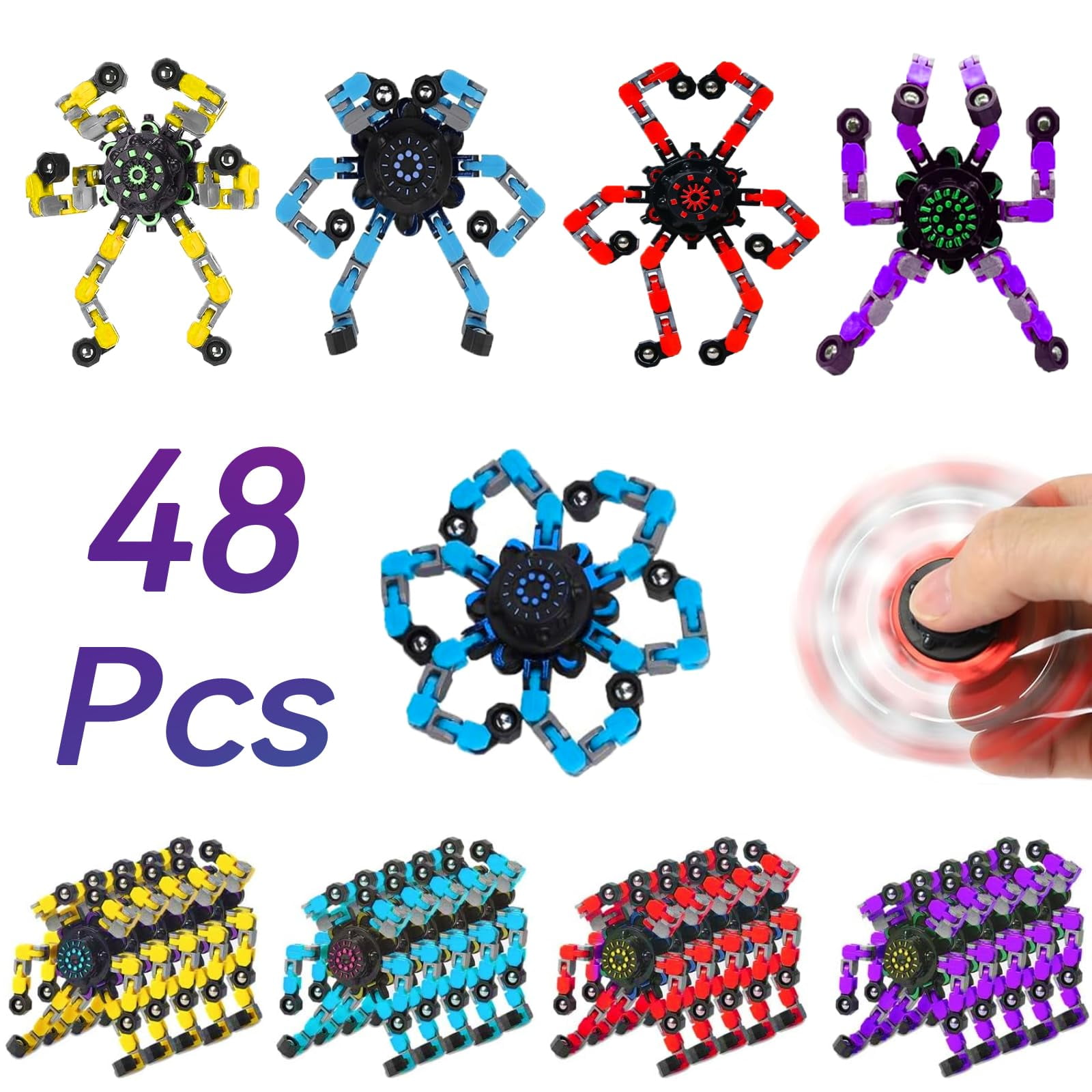 48Pcs Easter Basket Stuffers Deformable Fidget Spinner Children'S ...
