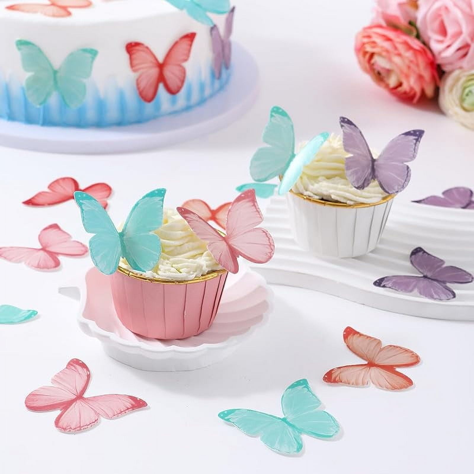 48Pcs Edible Butterflies for Cake Decorating Wafer Paper Butterfly ...