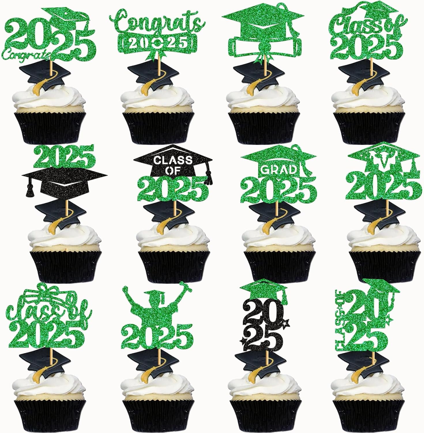 48Pcs Graduation Cupcake Toppers 2025 Graduation Decorations Class of ...