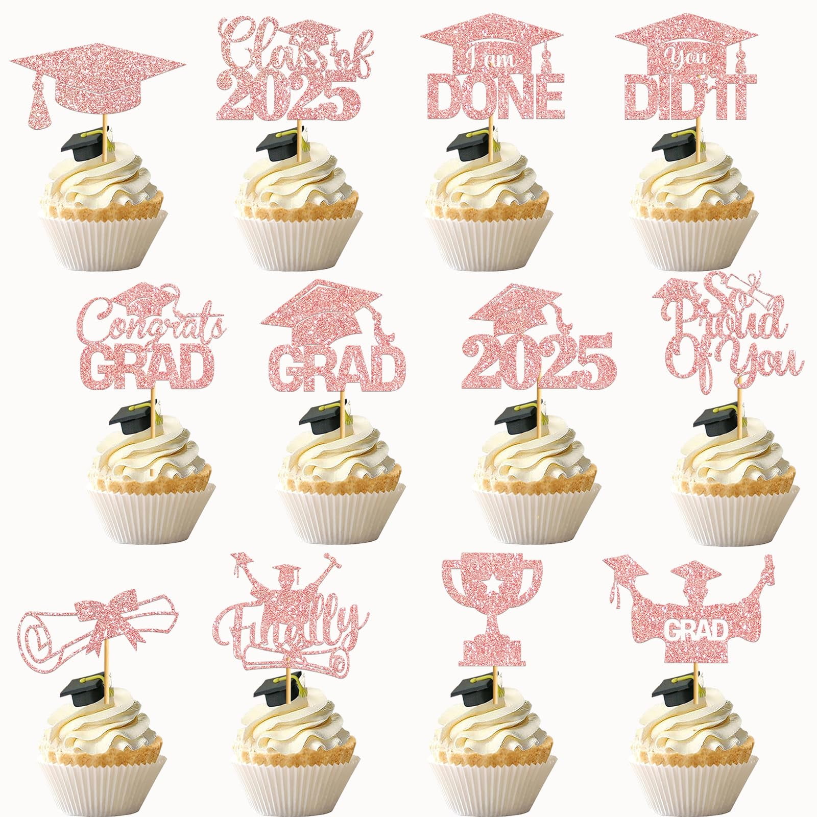 48Pcs Graduation Cupcake Toppers 2025 Graduation RST1 Decorations Class ...