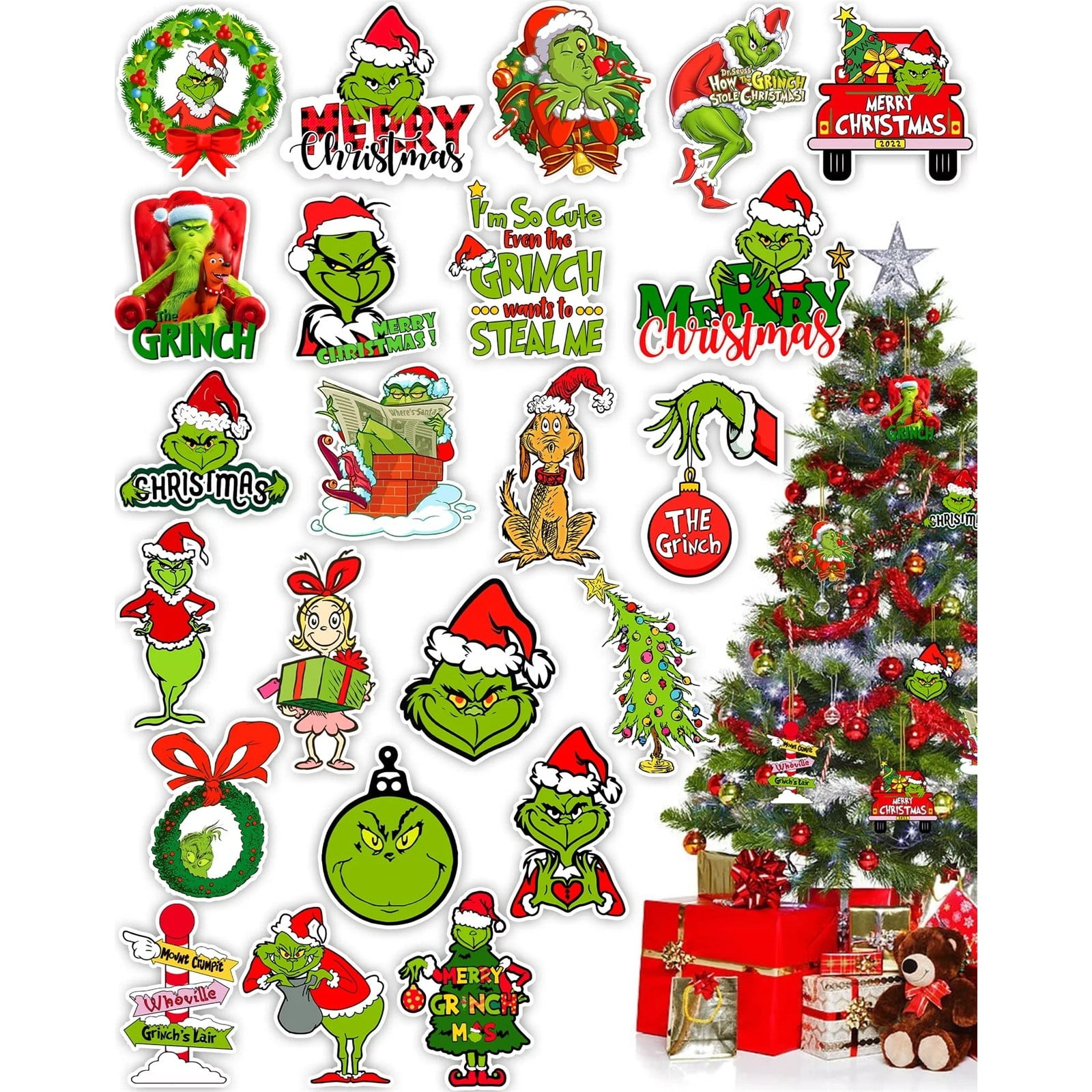 48Pcs Grinch Hanging Ornaments, Grinch Christmas Decorations, Christmas ...