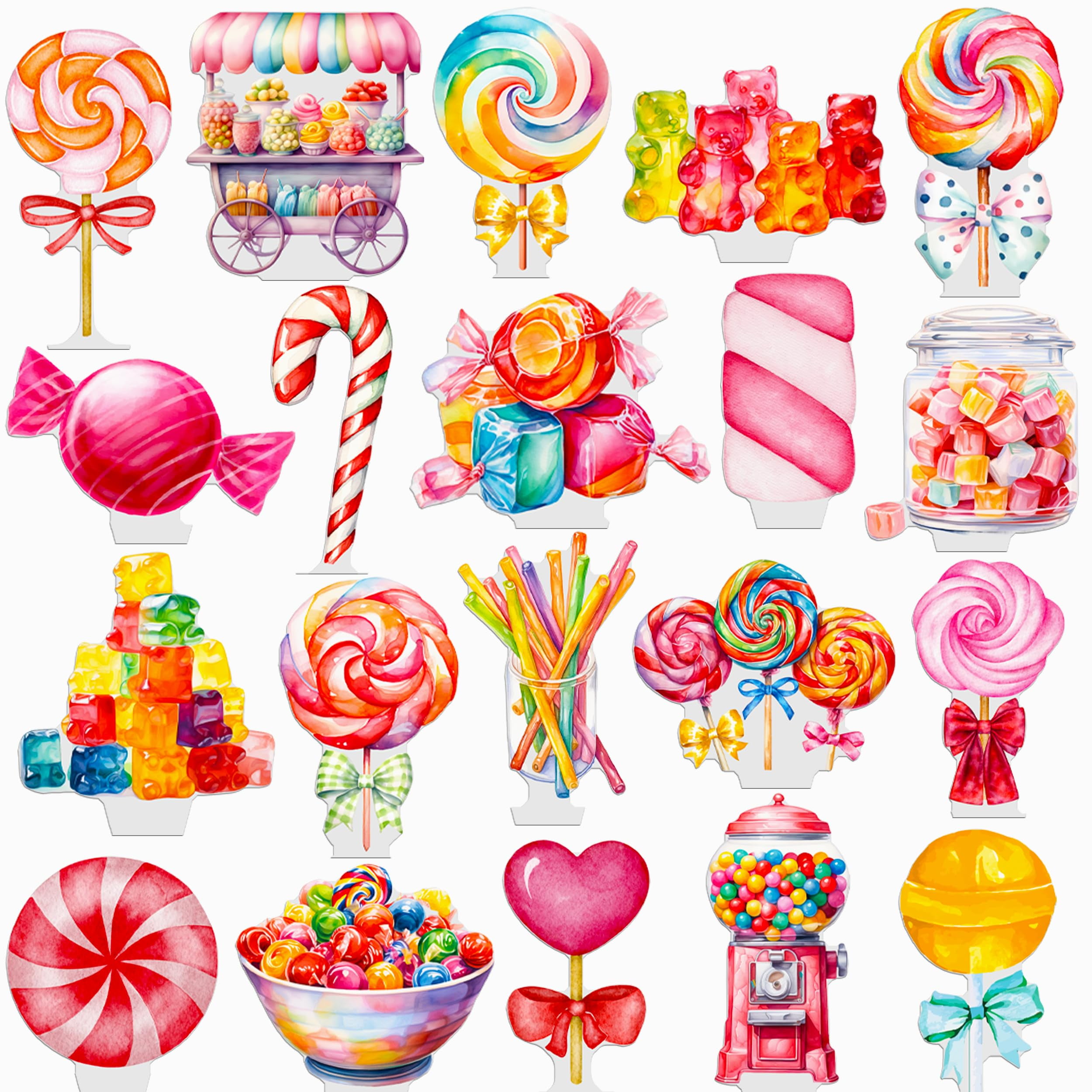 48Pcs Lollipop Cupcake AJH3 Toppers Candyland Party Decorations ...