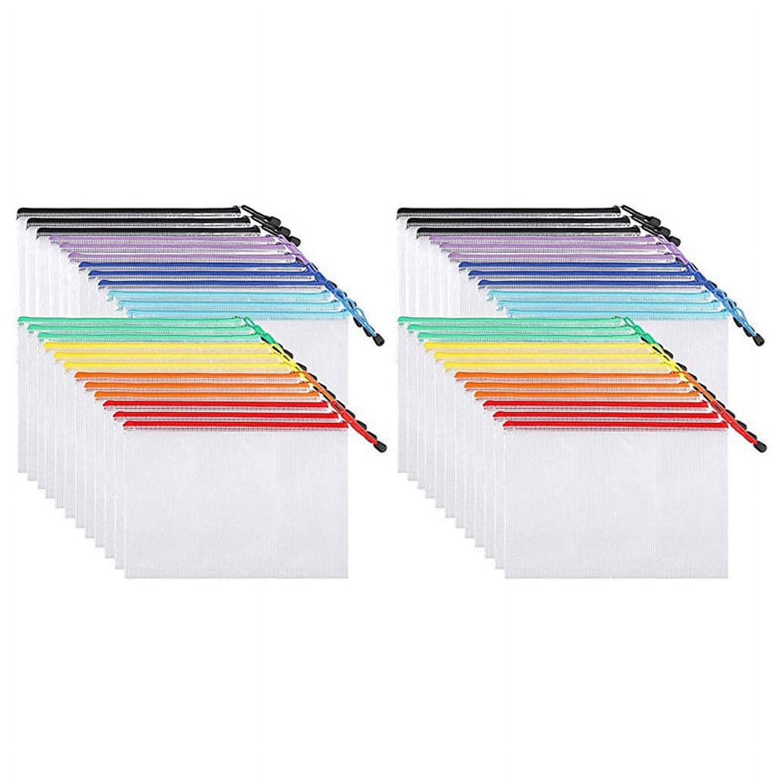 48Pcs Mesh Zipper Pouch Document Bag, Plastic Zip File Folders, Letter ...