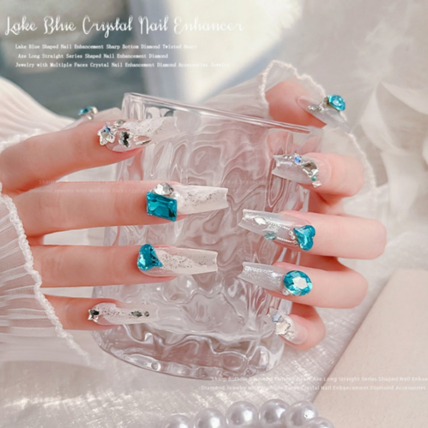 48Pcs Nail Crystals Nail Rhinestones,Jademall 3D Heart Butterfly Nail Gems Charms for Nails Star ...