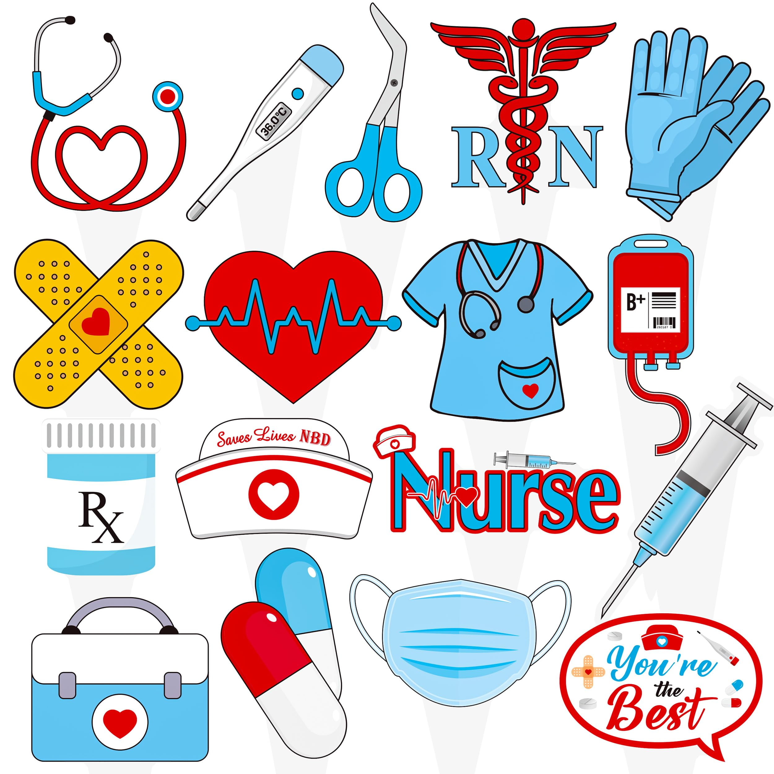 48Pcs Nurse Cupcake AJH3 Toppers Nursing School Graduation Decorations ...