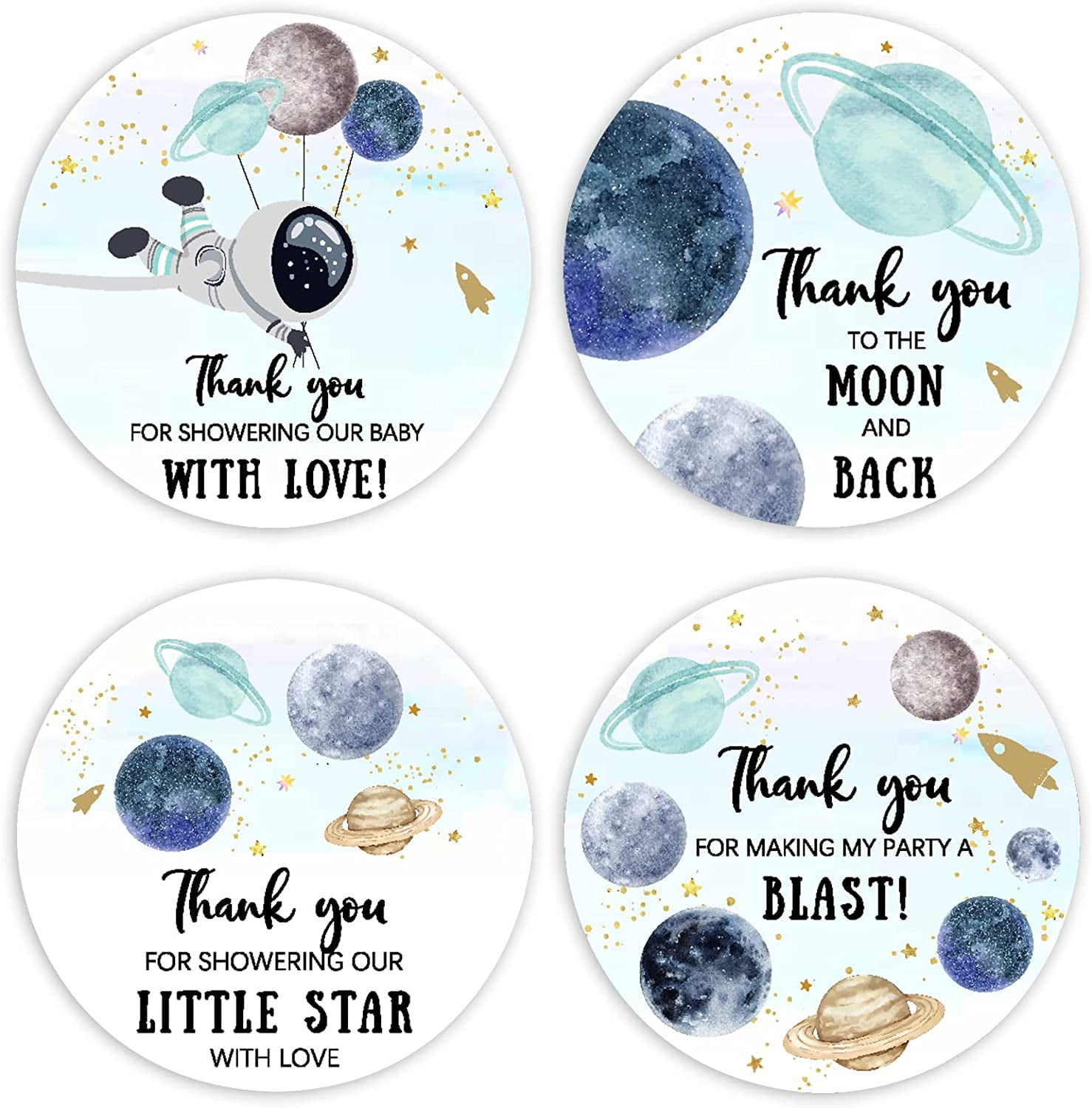 48Pcs Outer Space Thank You Stickers, Astronaut Stickers for Baby ...