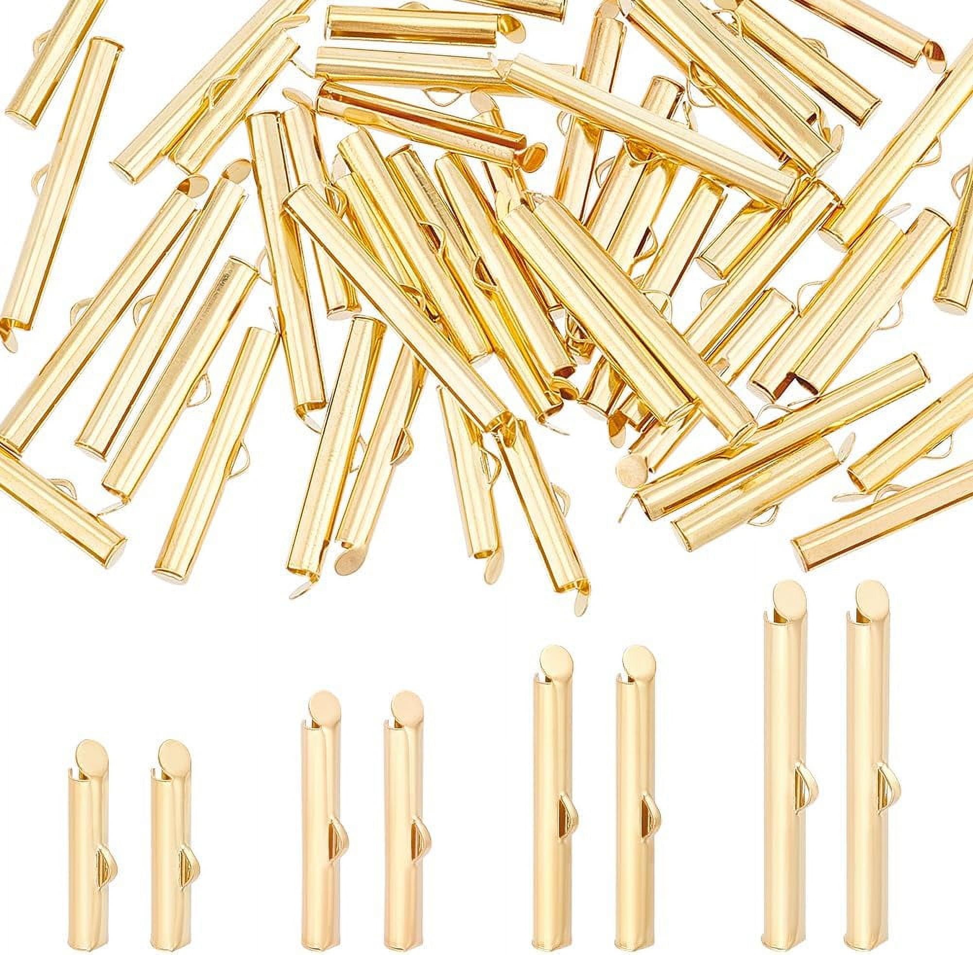 48Pcs Real 18K Gold Plated Slide On End Clasp 4 Size Stainless Steel ...