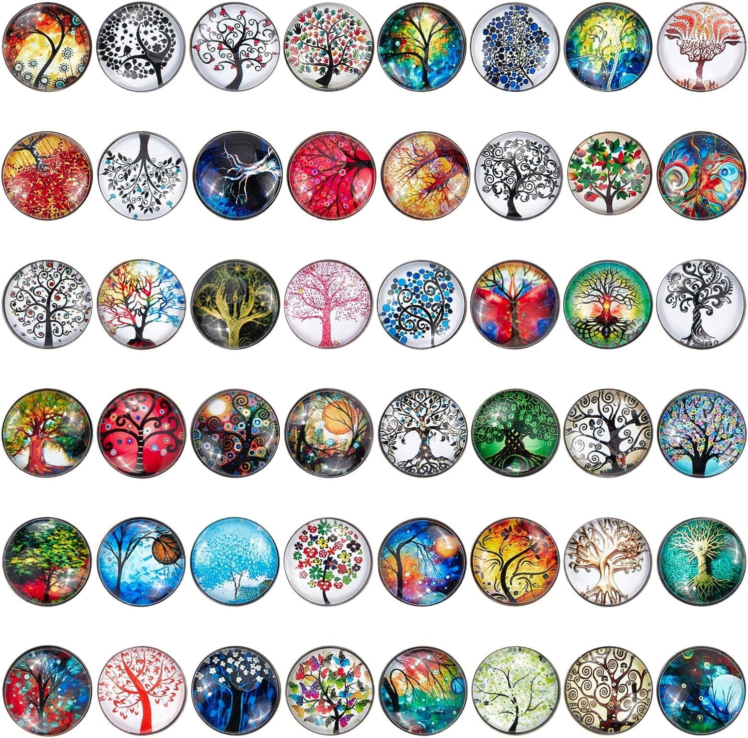 48Pcs Snap Jewelry Charms 18mm Glass Snap Buttons Bulk Tree of Life ...
