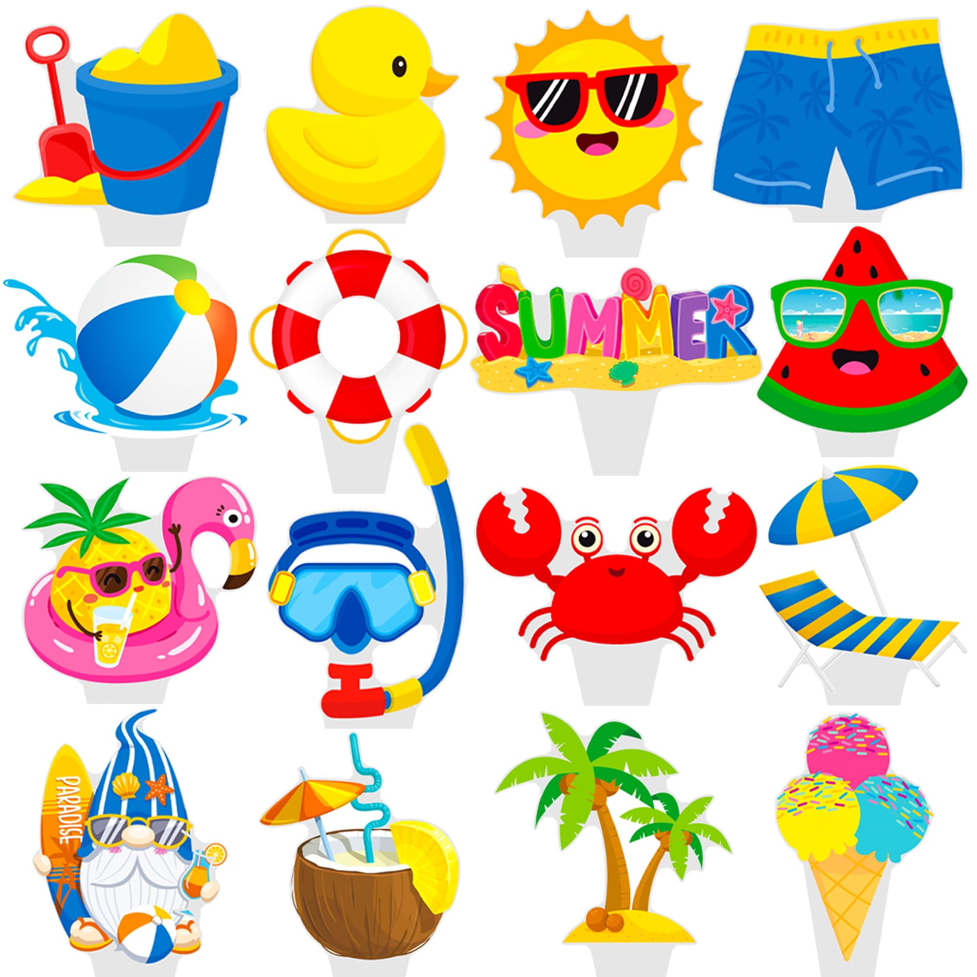 48Pcs Summer Beach Cupcake Toppers Hello BSL1 Summer Party Decorations ...