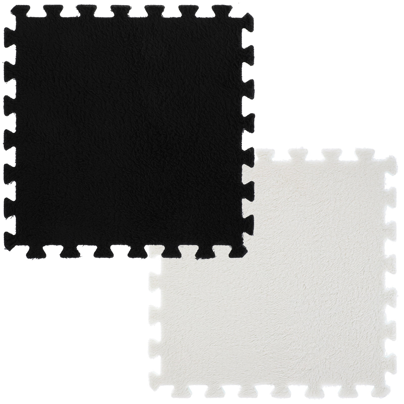 48Pcs Thickened Interlocking Tile Mats, Fluffy Shaggy Soft Foam Area ...