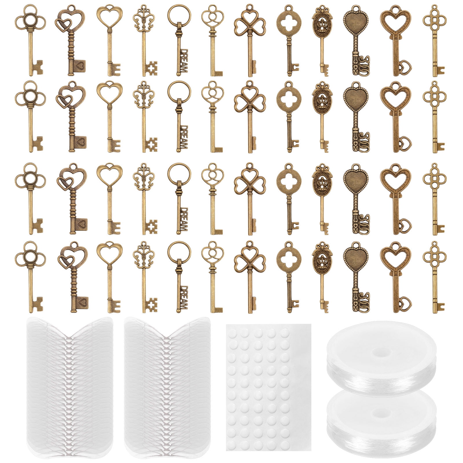 48Pcs Vintage Skeleton Keys DIY Flying Keys Charms with Dragonfly Wings ...