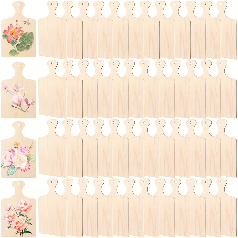 48Pcs Wooden Charcuterie Boards, Mini Size With Handles, Blank Craft ...