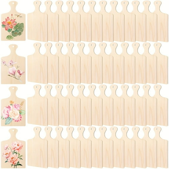 48Pcs Wooden Charcuterie Boards, Mini Size With Handles, Blank Craft ...