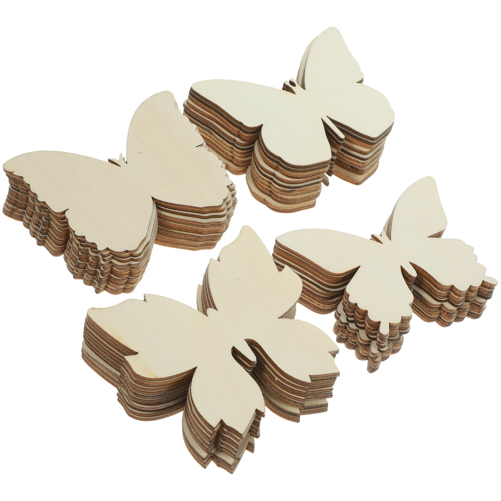 48Pcs Wooden Spring Cutouts Butterfly Crafts Wooden Butterfly Cutouts ...