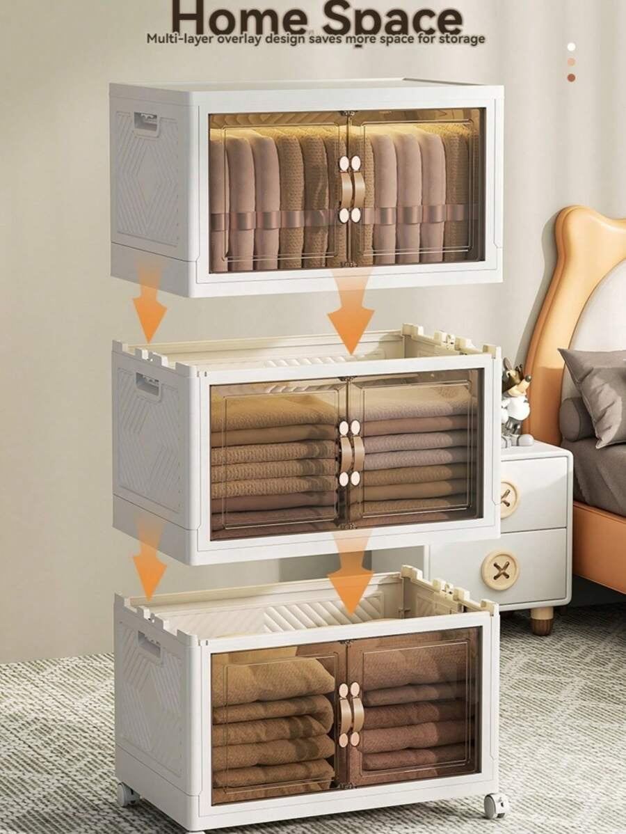 48QT/Layer Multi-Layer Covered Stackable Folding Storage Box With ...