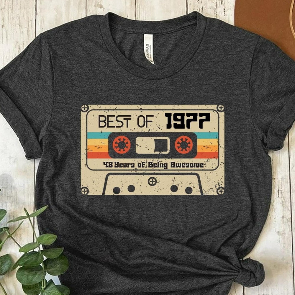 48Th Birthday Shirt, Vintage 1977 Limited Edition Cassette T-Shirt ...