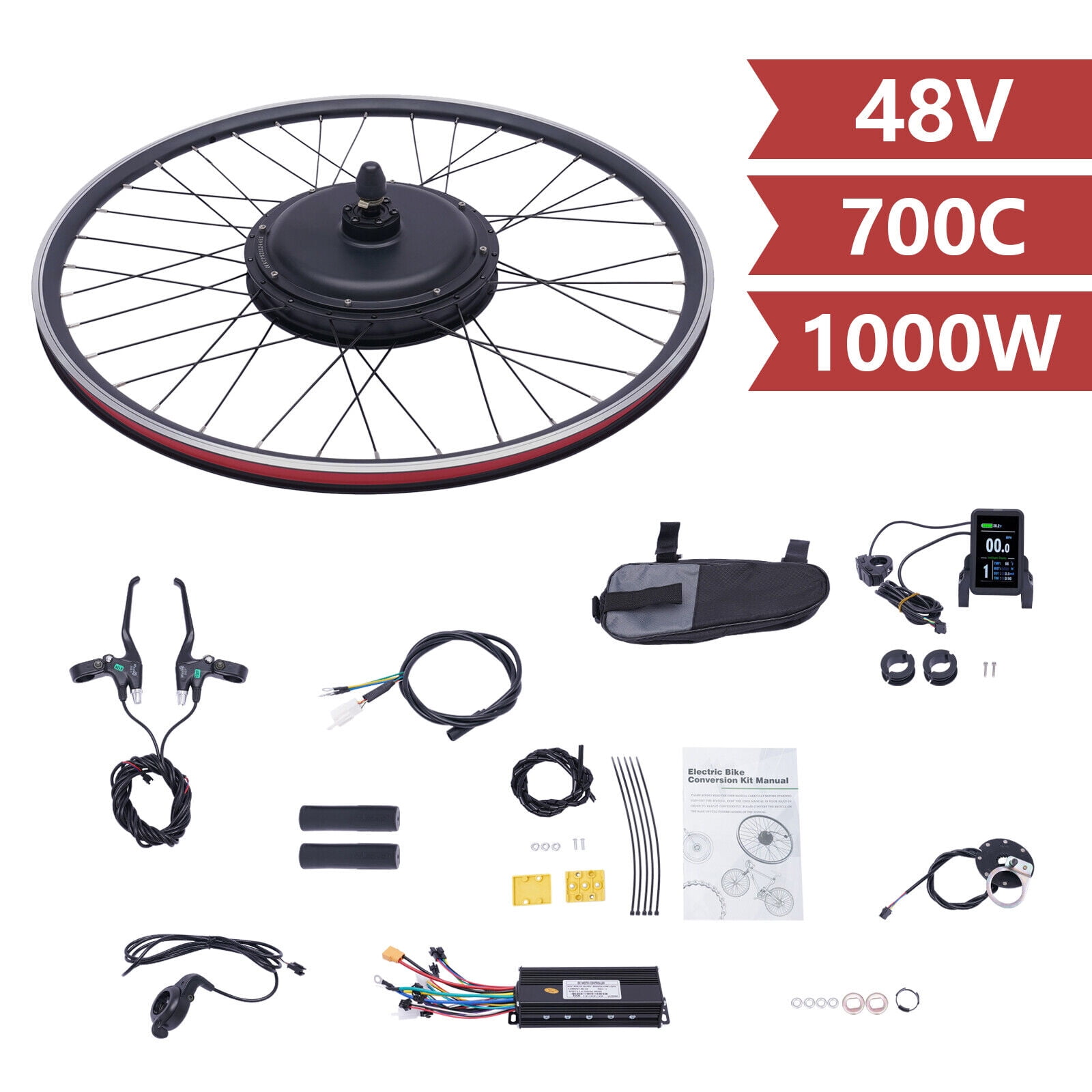48V 1000W E-Bike Conversion Kit 28/29 inch Front Wheel & Hub Motor ...