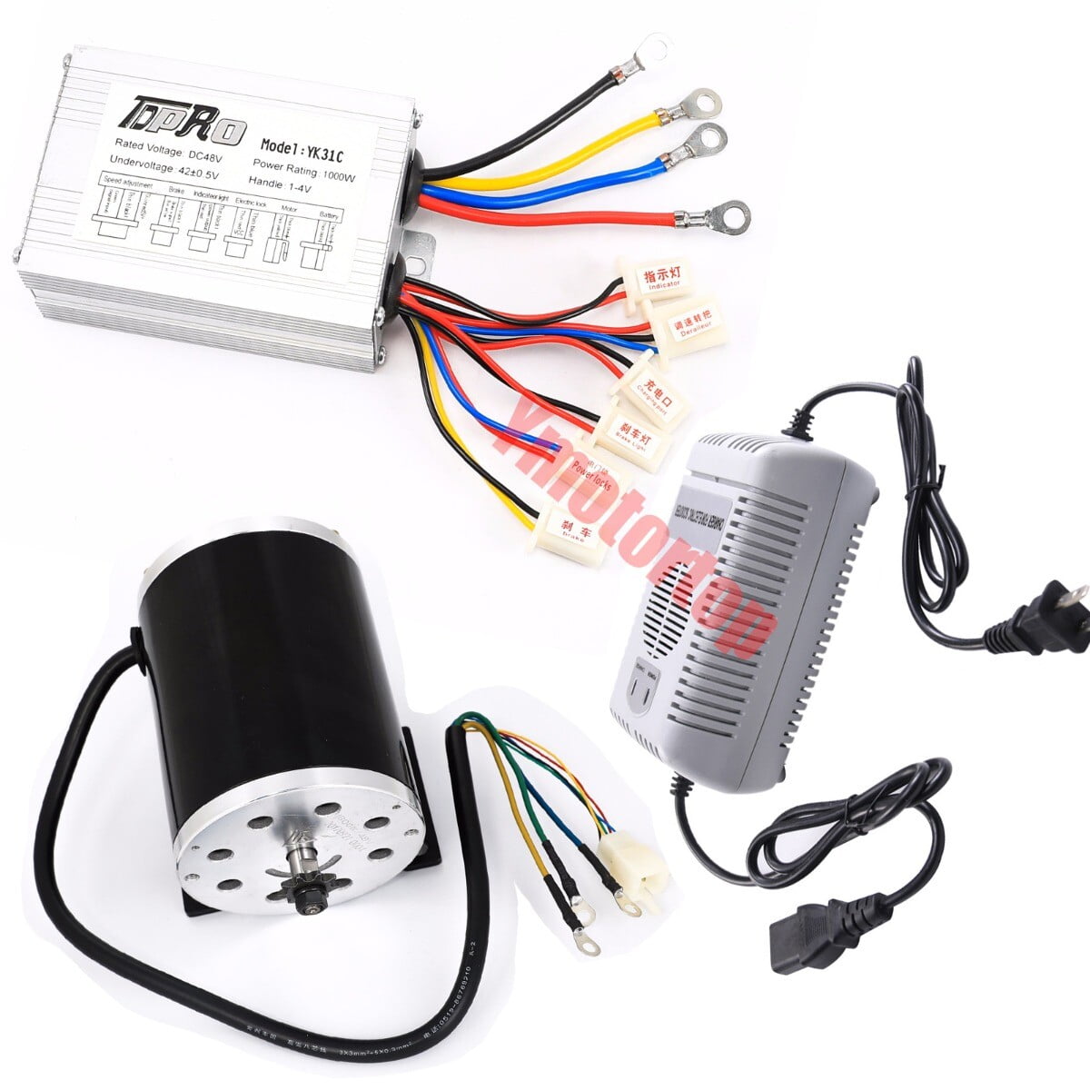 48V 1000W Electric Brushed Motor Speed Controller + Charger Scooter ATV ...