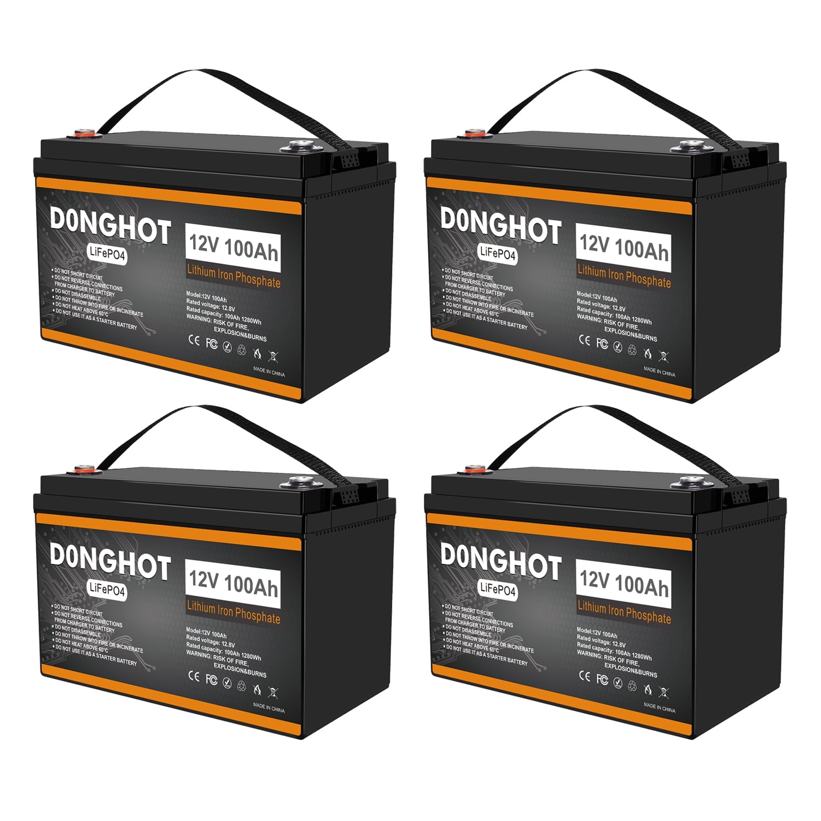 48V 100Ah LiFePO4 Battery,4Pack 12V 100Ah LiFePO4 Lithium Batteries ...