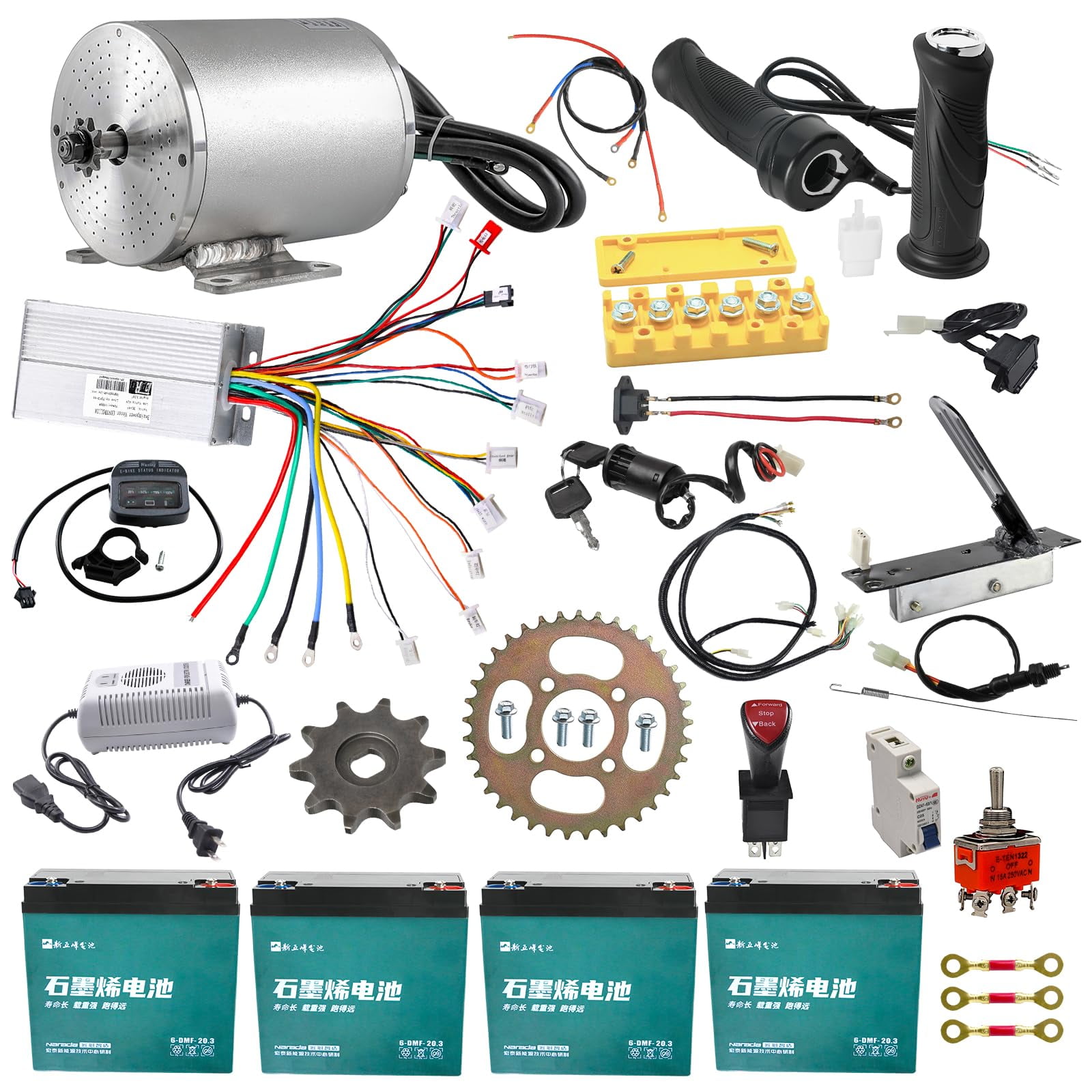 48V 1800W Brushless Electric Motor Kit 4500RPM with 4X 12V 20Ah 6-DZM ...