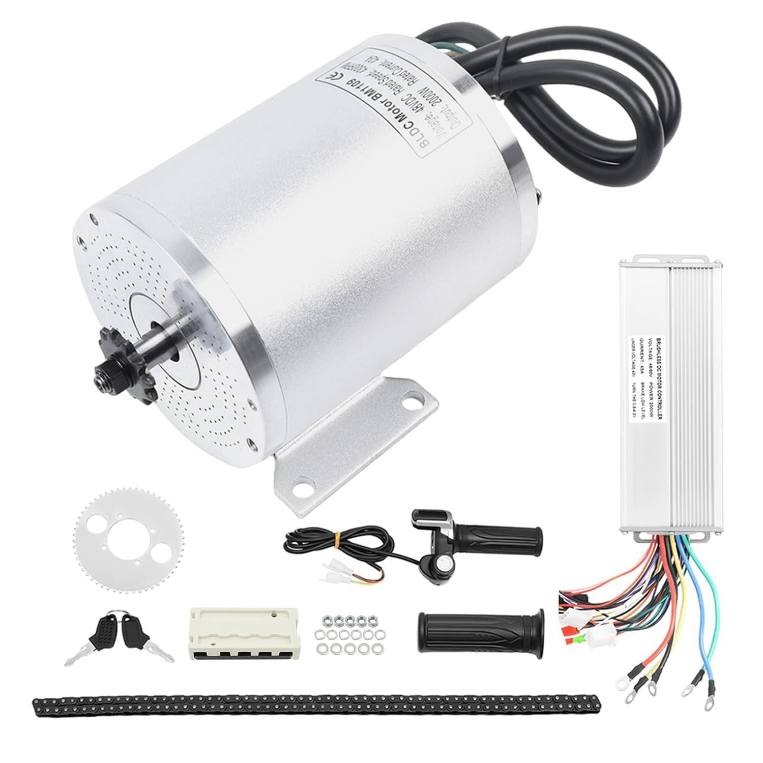 48V 2000W Electric Brushless Motor Kit 4300rpm Brushless Dc Motor ...