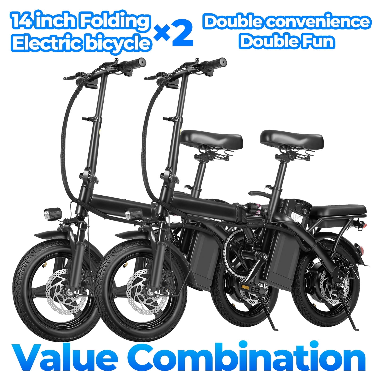 48V 400W Electric Bicycle 14-inch Folding Model-20MPH High Speed, Dual ...