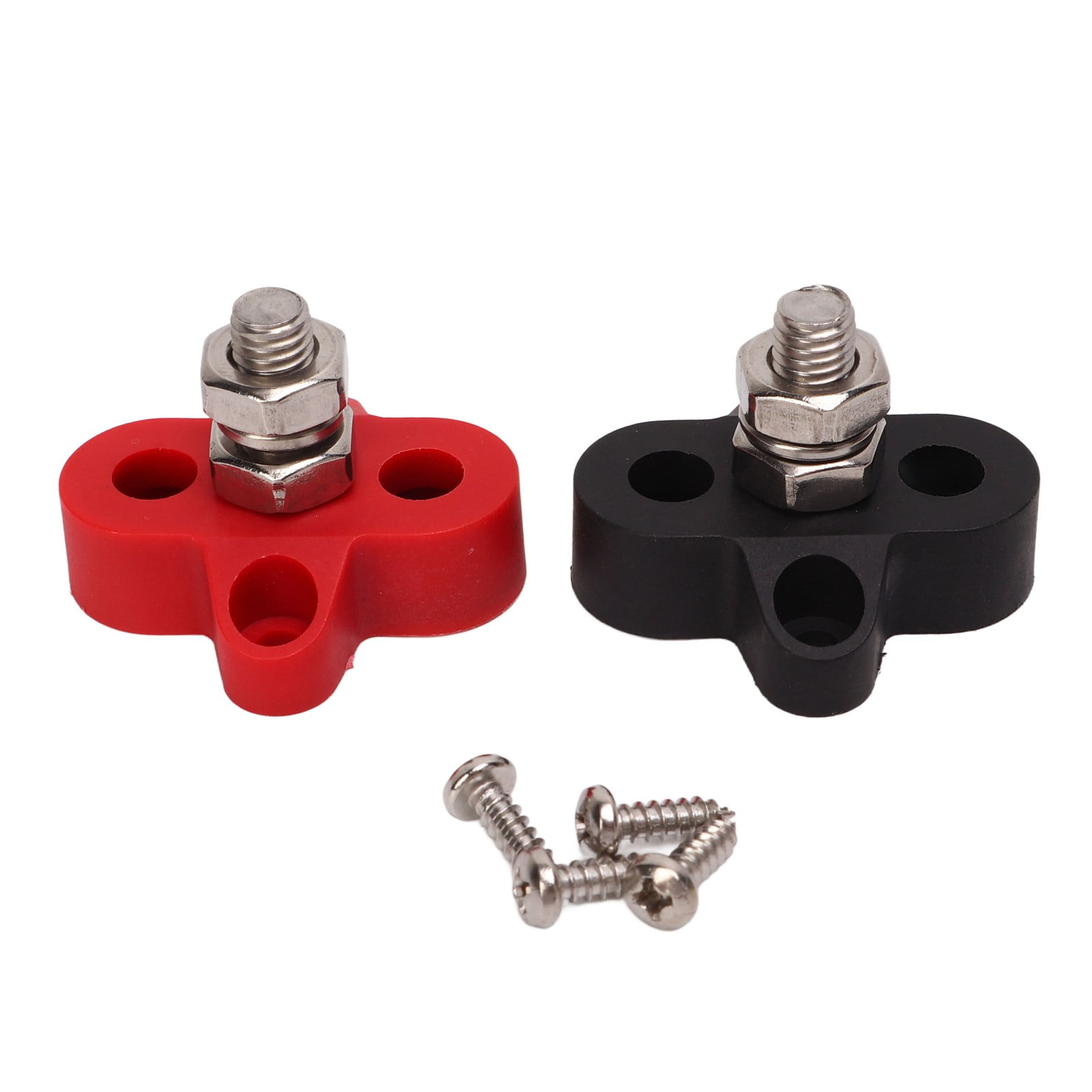 48V Battery Stud Terminal Block, 5/16in (M8) Stainless Steel Post, Red and Black, Single Stud ...