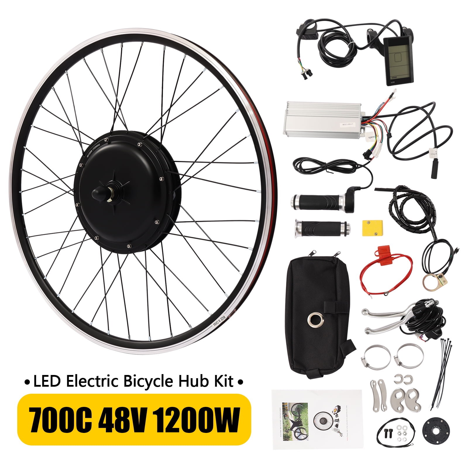 48V Electric Bike Kit with 1200W Brushless Hub Motor, Pedal Assist ...